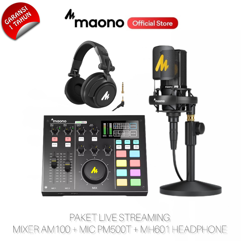 Jual MAONO AM100 Paket Microphone PM500T dan MH601 Headphone for ...