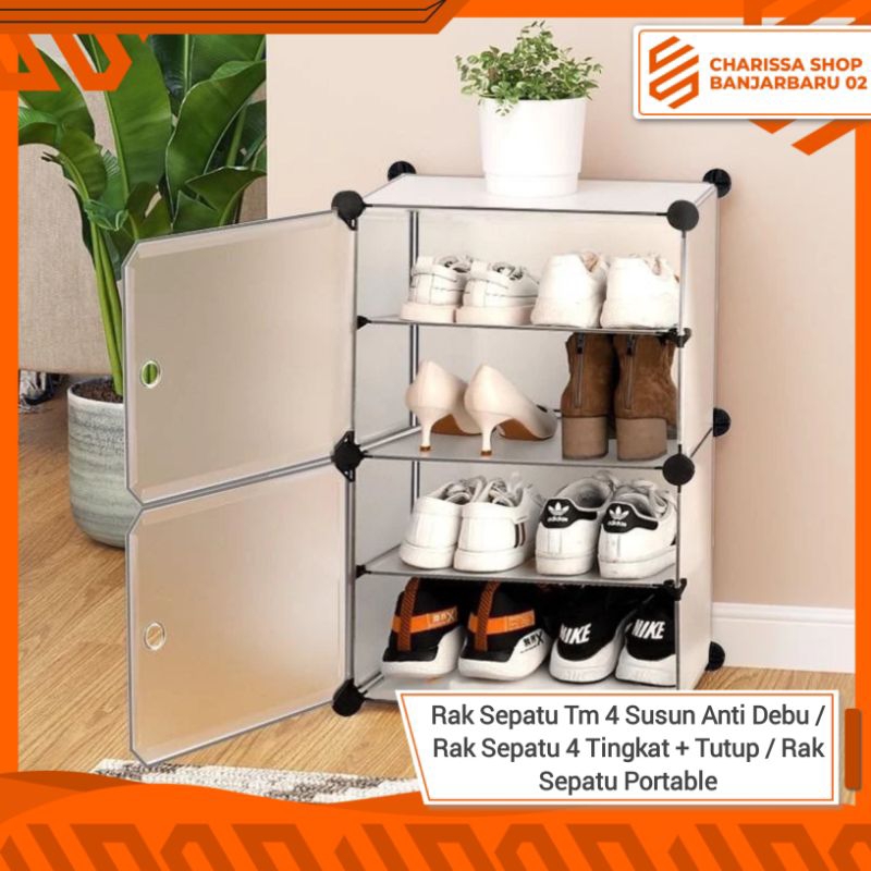 Jual Rak Sepatu Tm 4 Susun Anti Debu / Rak Sepatu 4 Tingkat + Tutup / Rak Sepatu 4 Susun TM ...