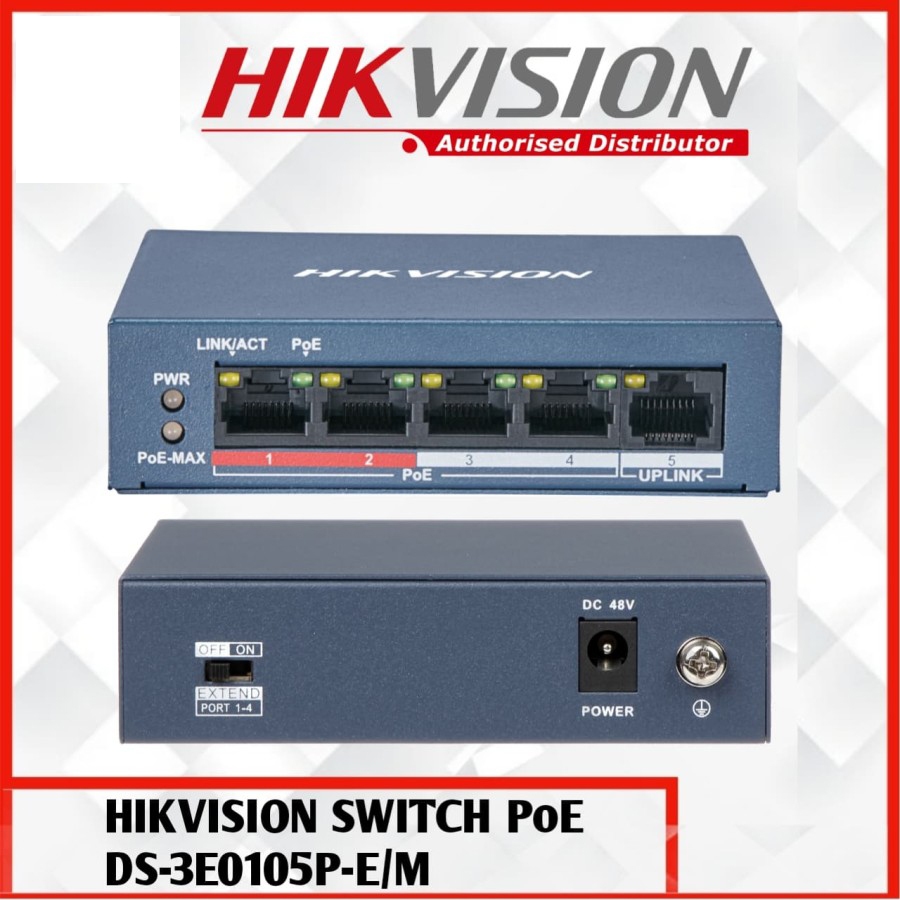 Jual SWITCH PoE HIKVISION 4 PORT DS-3E0105P-E/M SWITCH PoE 4 Port ...
