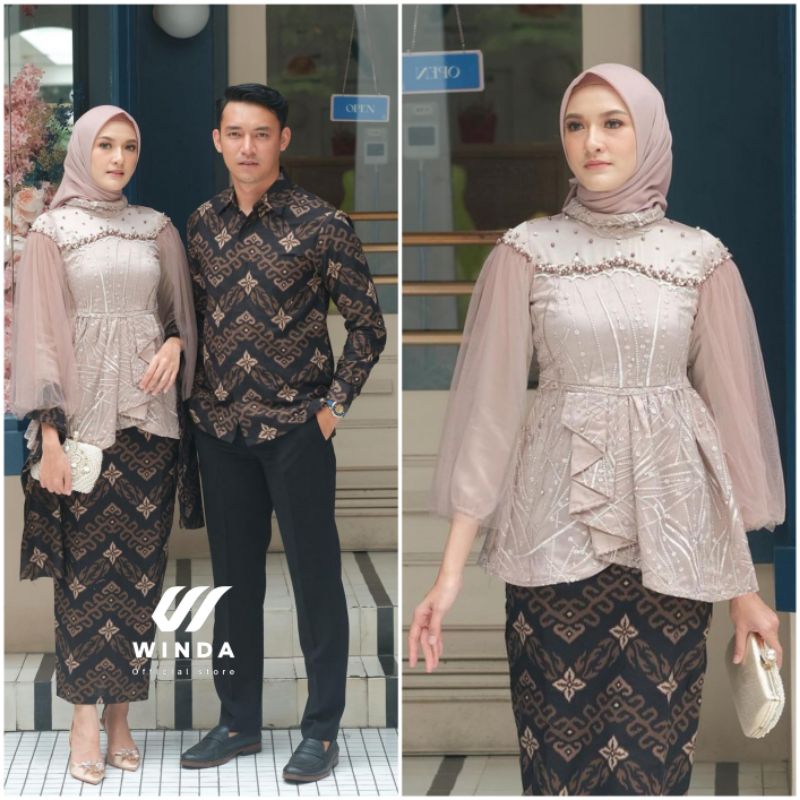 Jual Batik Couple Kebaya Modern Kebaya Wisuda Lamaran Baju Tunangan Batik Brukat Baju Couple ...
