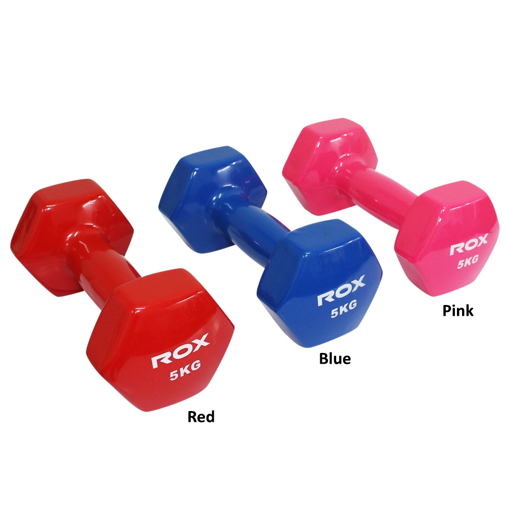 Jual Barbel Dumbbell Vinyl ROX Neoprene Warna 5Kg 5 Kg mini Barbell ...