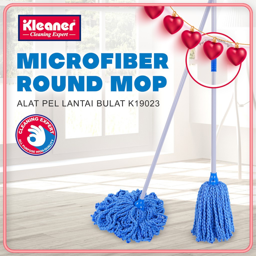 Jual Kleaner Alat Pel Sumbu Bulat Microfiber Round Mop Pembersih Lantai ...