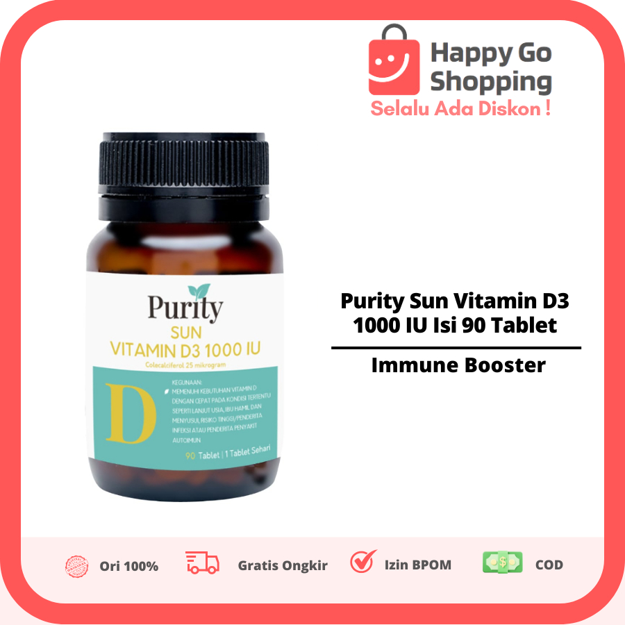 Jual Purity Sun Vitamin D3 1000 IU Isi 90 Tablet - Vitamin Daya Tahan ...