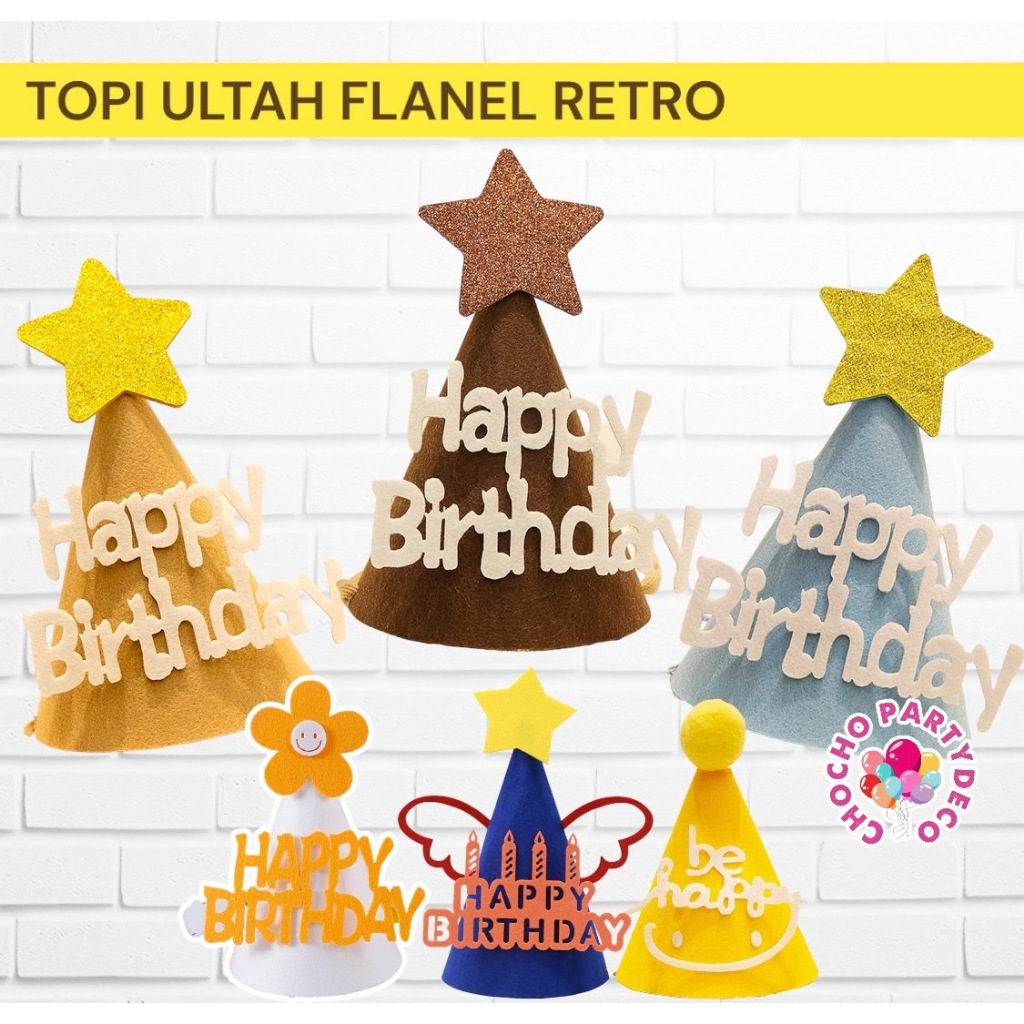 Jual Topi Ulang Tahun FLANEL RETRO / Topi Happy Birthday Boho | Shopee ...
