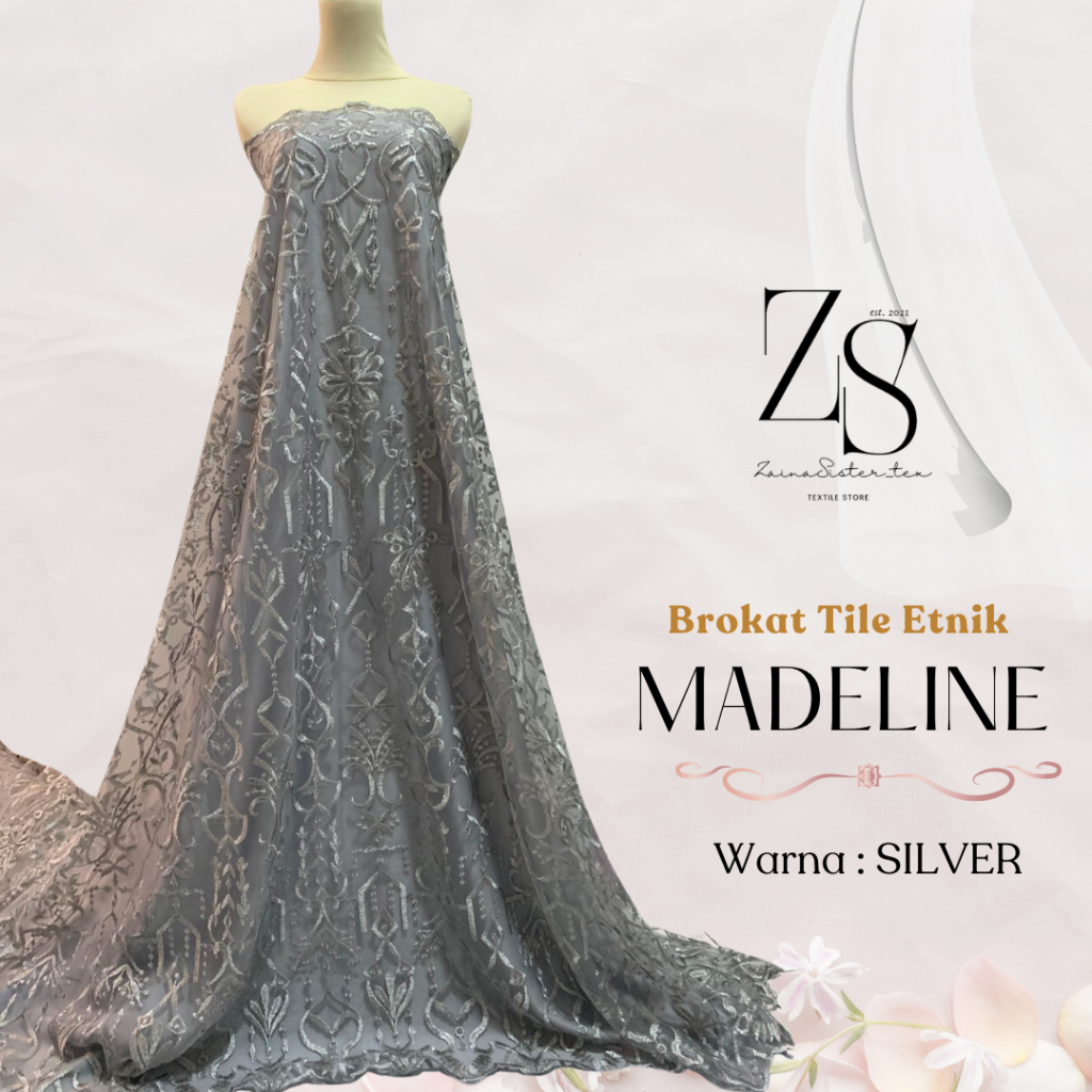 Jual 1/2 meter Kain Bahan Kebaya Brokat Brukat Tile Etnik Madeline New ...