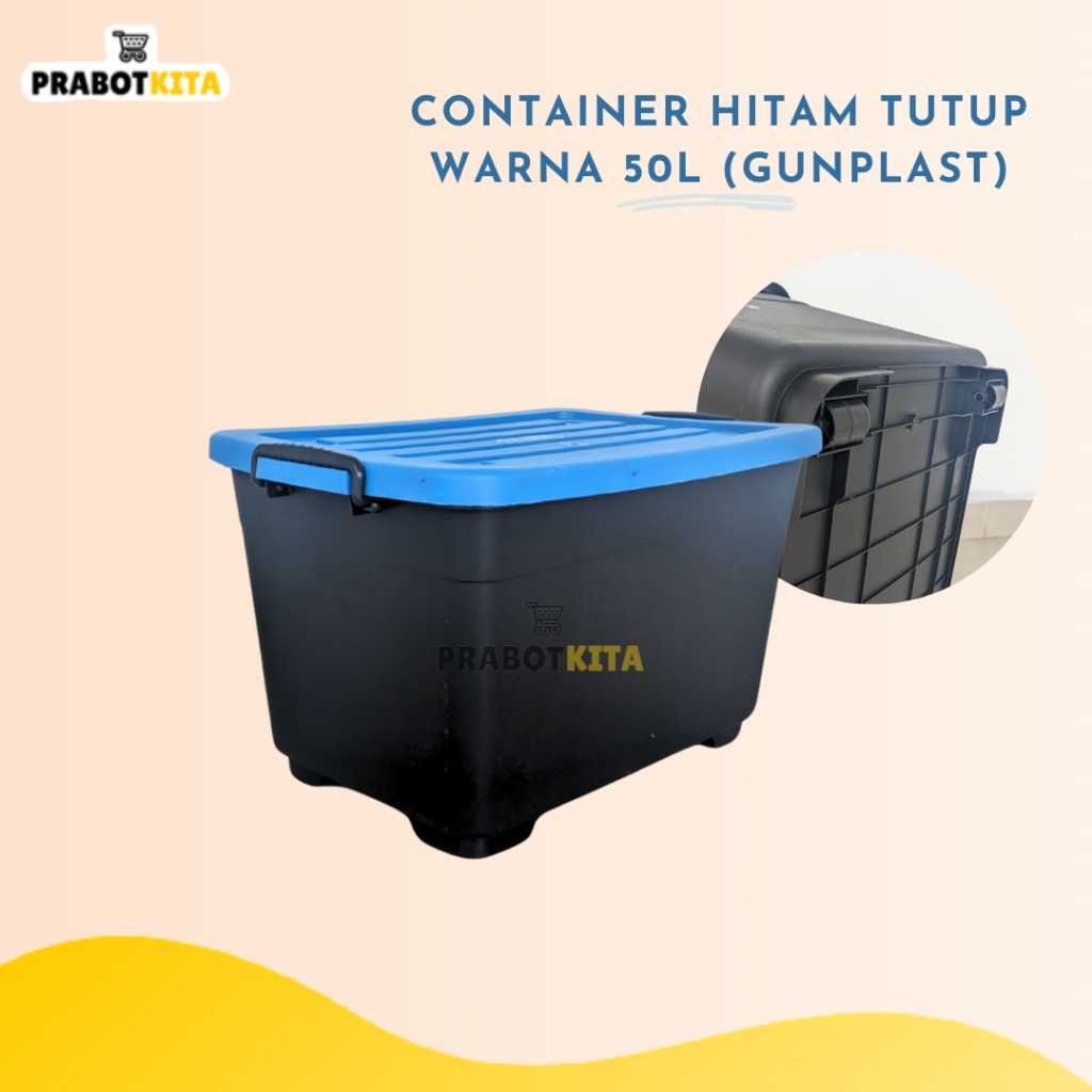 Jual Container Box Hitam Tutup Warna 50L / Container Box Dengan Roda ...