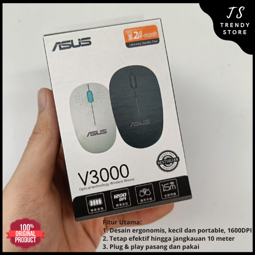 Jual Mouse Wireless Asus V3000 Laptop PC 2.4G 1200 DPI Sampai 15 Meter ...