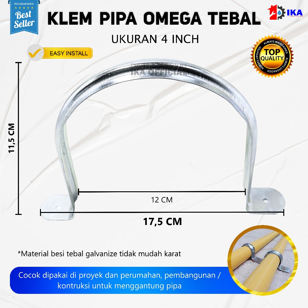 Jual KLEM OMEGA 2" 2 1/2" 3" 4" CLAMPS OMEGA GALVANIS Klem Pipa Paralon ...