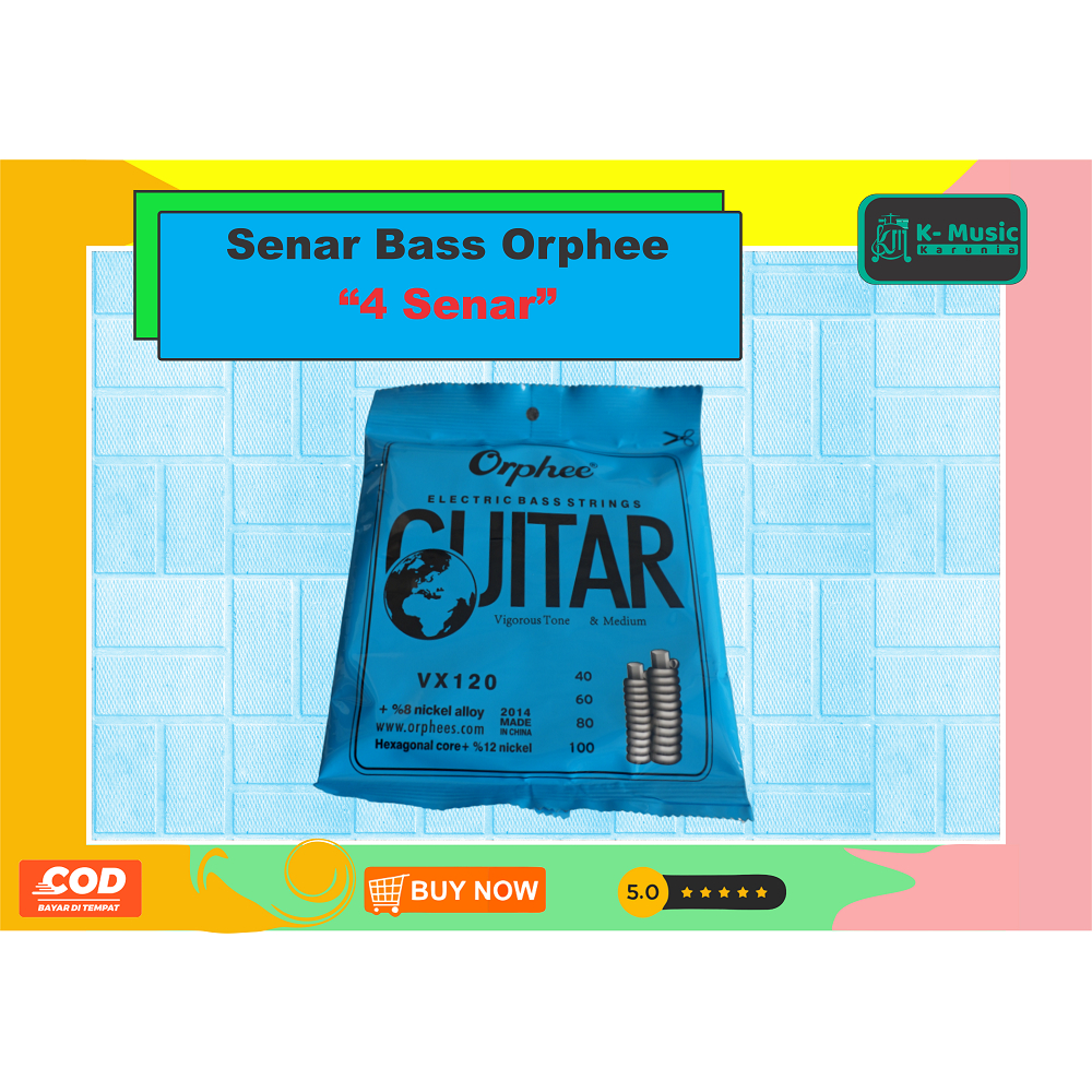 Jual Senar Bass elektrik Orphee VX120 set 4 String ukuran 40 - 100 ...