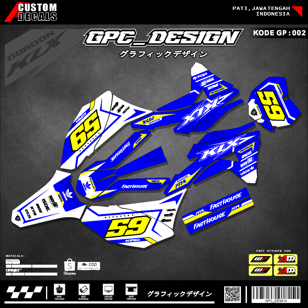 Jual DECAL KLX GORDON SUPER GLOSSY FULL BODY - DEKAL STICKER MOTOR ...