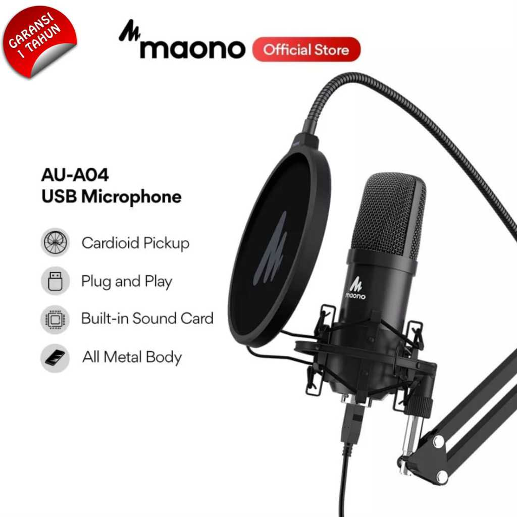 Jual MAONO A04 USB Microphone Kit 192KHZ/24BIT Professional Microphone for Podcast Gaming ...