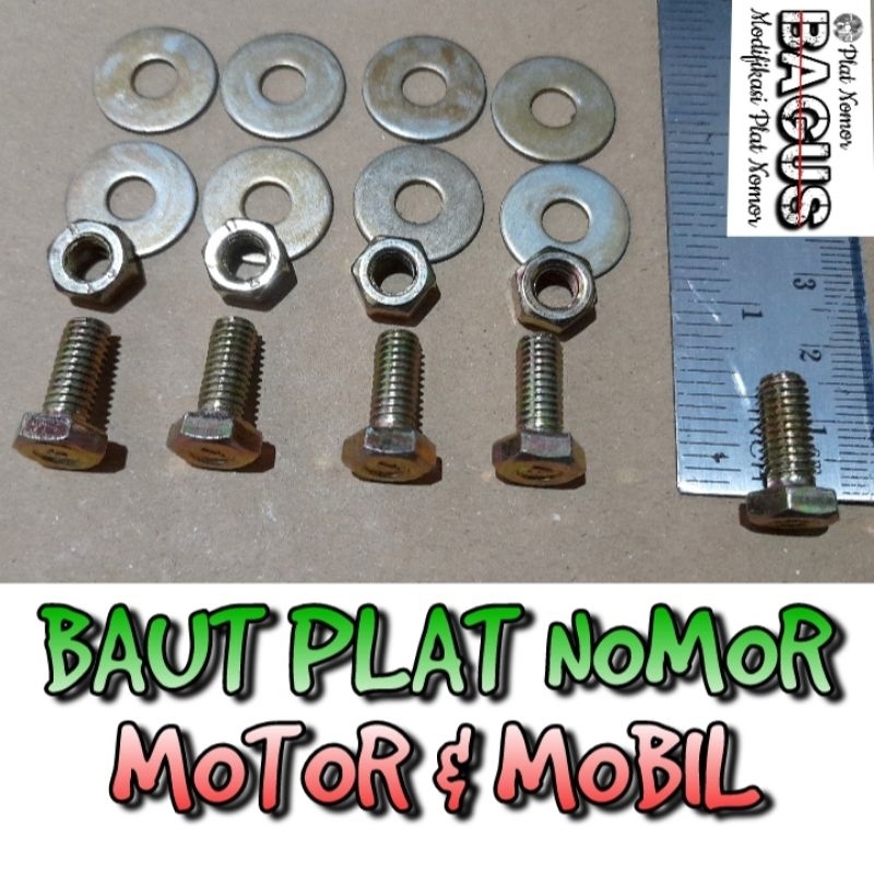 Jual Baut Mur Plat Motor Mobil Kunci 10 #Sepasang Komplit | Shopee ...