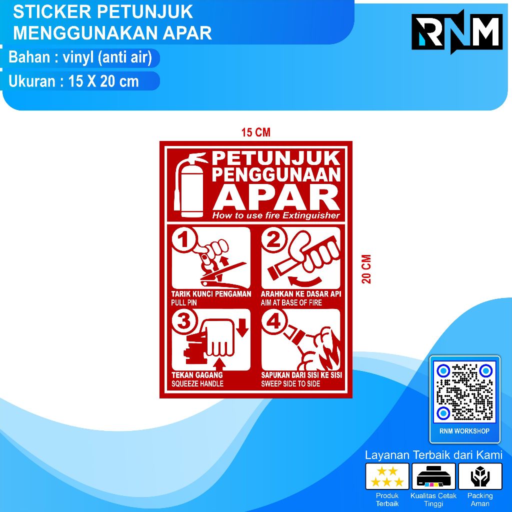 Jual STICKER PETUNJUK MENGGUNAKAN APAR 15 X 20 | Shopee Indonesia