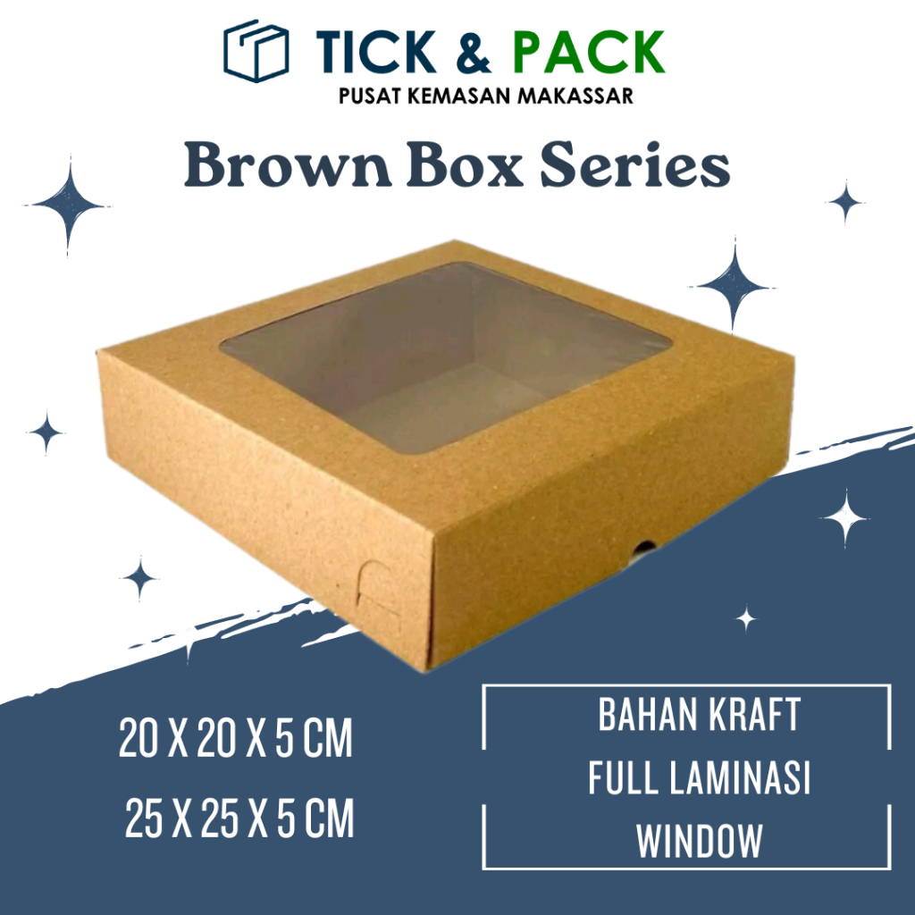 Jual [ Isi 10 ] Dus Kraft Box 20 x 20 x 5 Laminasi + Jendela Kemasan ...