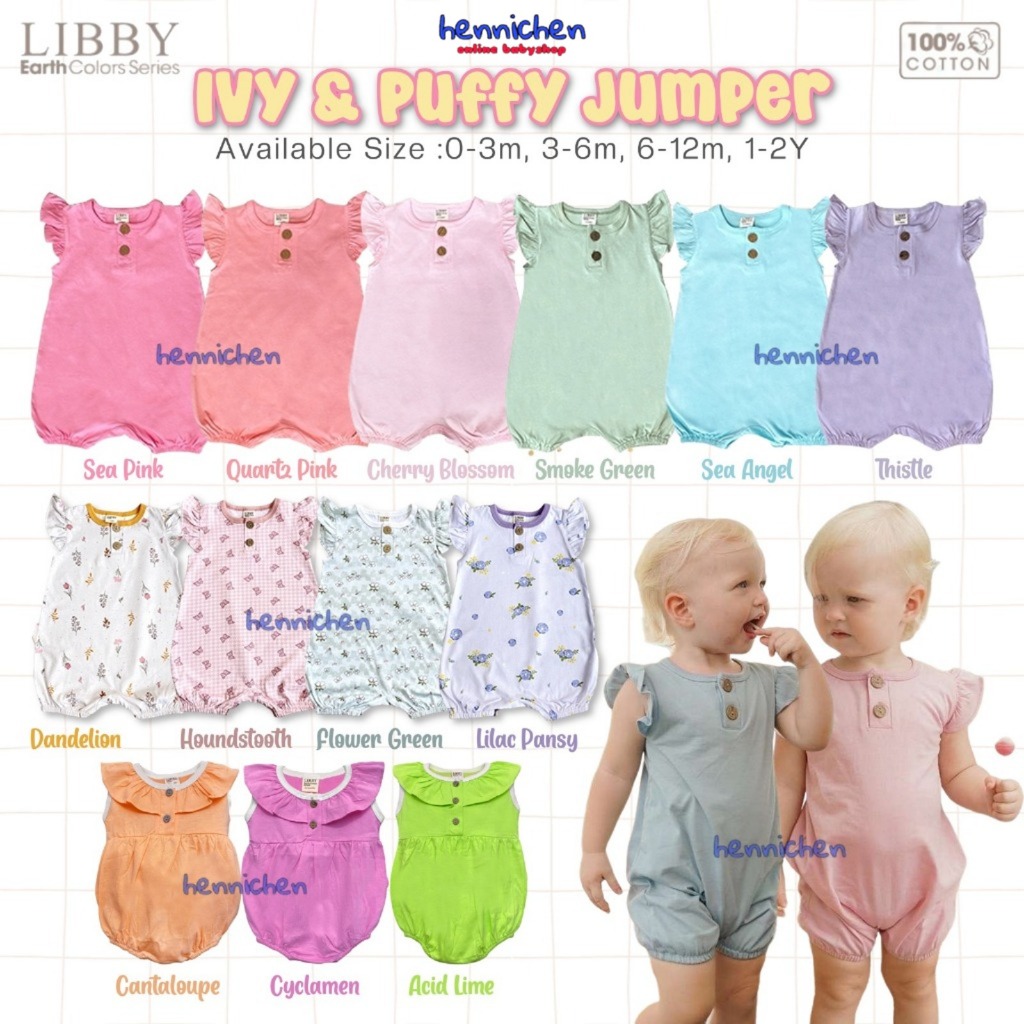 Jual Libby Ivy Romper Ruffle 0-2 Tahun Puffy Jumper Cotton Earth Color ...