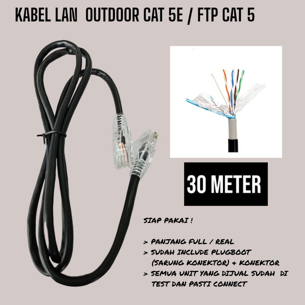 Jual FTP 30 METER | KABEL LAN CAT5E OUTDOOR DATAFAST 30 METER | KABEL LAN OUTDOOR DOUBLE JACKET ...
