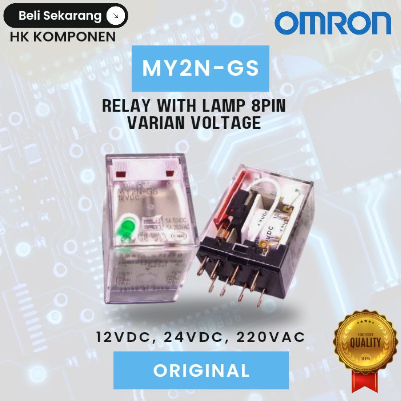Jual relay omron with lamp my2n-gs 8pin varian volt 220VAC/ 24VDC/12VDC omron original | Shopee ...