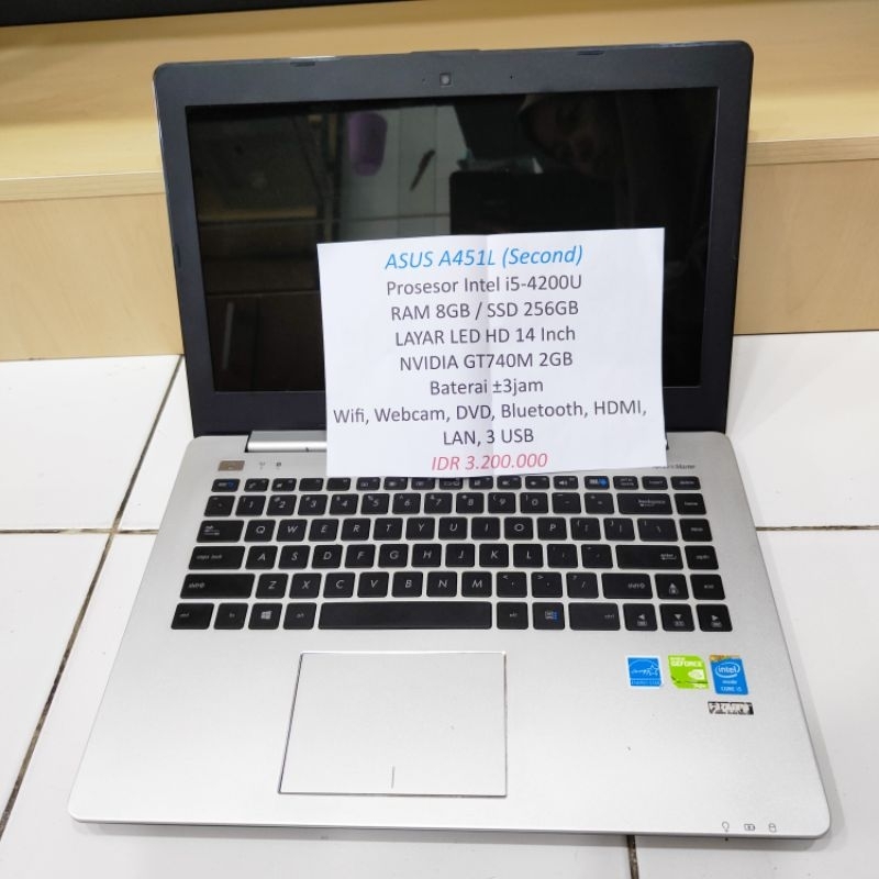 Jual Second LAPTOP ASUS A451L 14inch Intel Core i5 gen 4 Ram 8GB Vga ...