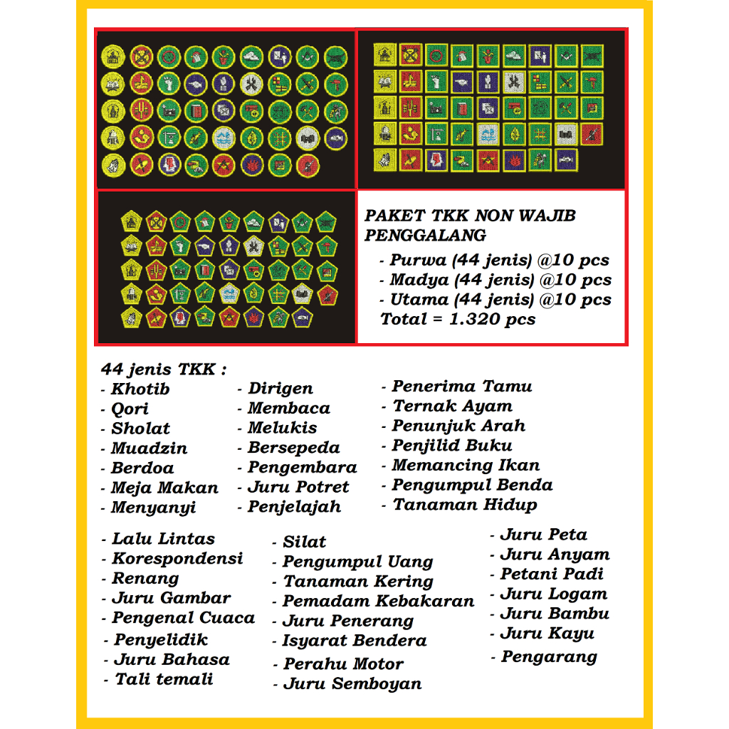 Jual Paket TKK Penegak Non Wajib (Purwa, Madya, Utama) 44 jenis TKK masing" 10 pcs | Shopee ...