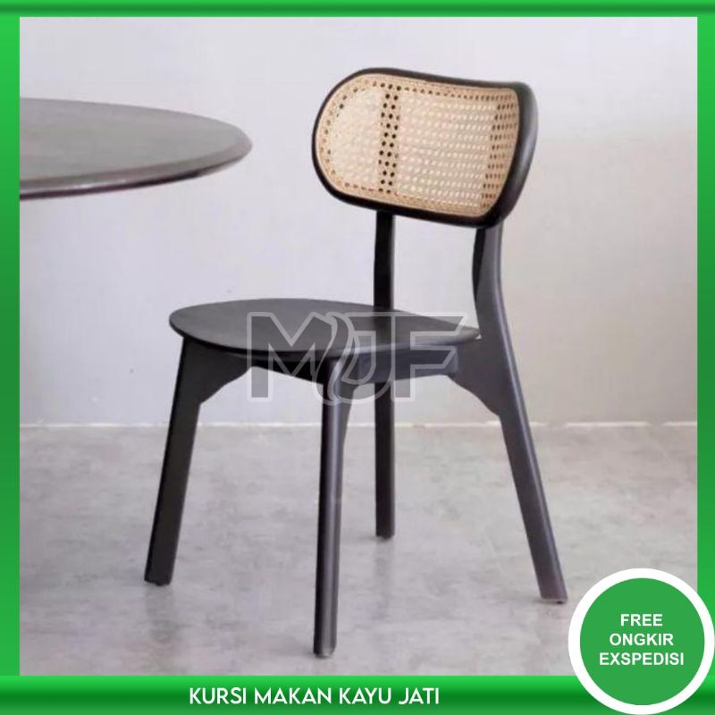 Jual Kursi cafe kayu jati / kursi makan minimalis senderan rotan asli ...