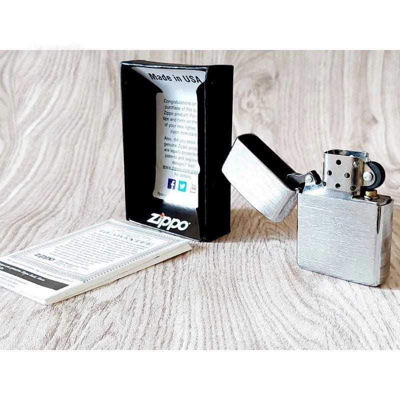 Jual prem korek api jipo silver kasar brush polos dilengkapi dengan box ...