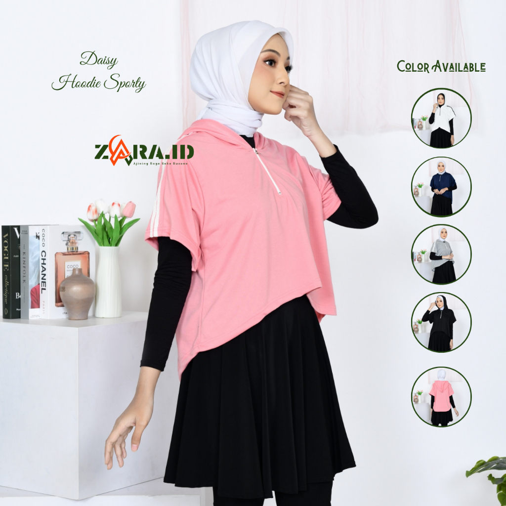 Jual SWEATSHIRT DAISY HOODIE SPORTY BAJU ROMPI VEST PAKAIAN OUTER HIJAB ...