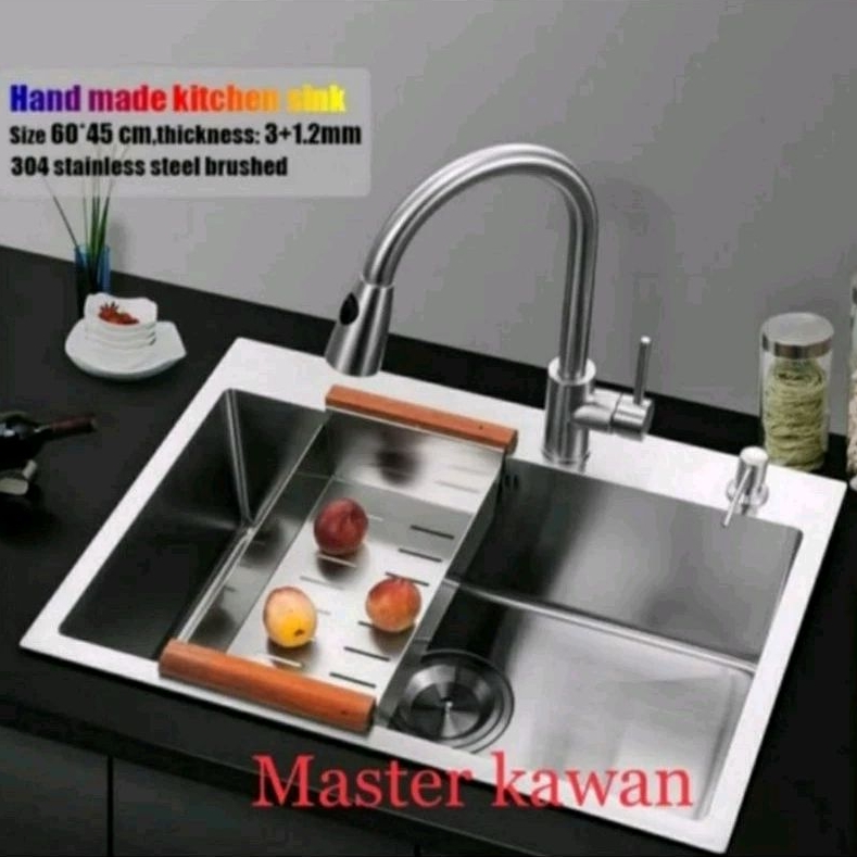 Jual Paket Lengkap Kitchen Sink Stainless HANDMADE 6045 + KRAN PIPA ...