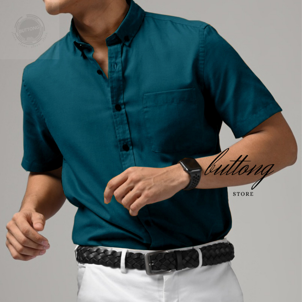 Jual Kemeja / Hem Polos Pria / Cowok Lengan Pendek Kasual / Formal ...