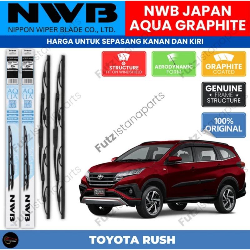 Jual Wiper Depan Toyota Rush Ukuran 22” & 16” NWB Aqua Graphite Original | Shopee Indonesia