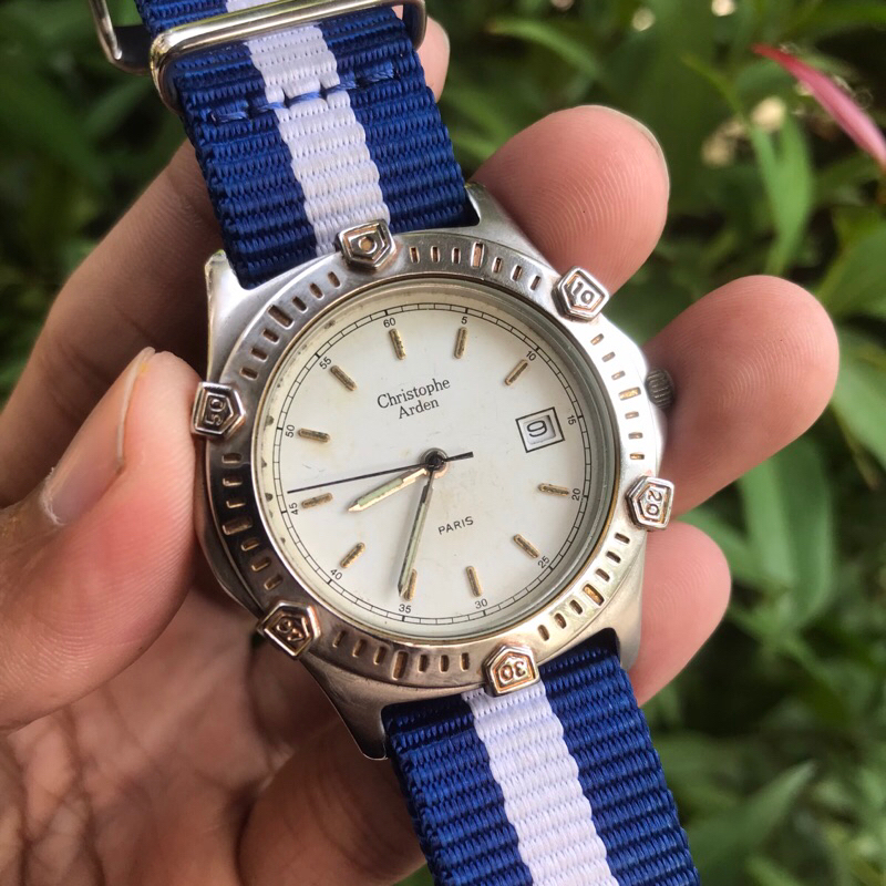 Jual jam tangan vintage military Christophe Arden paris Diver Quartz ...