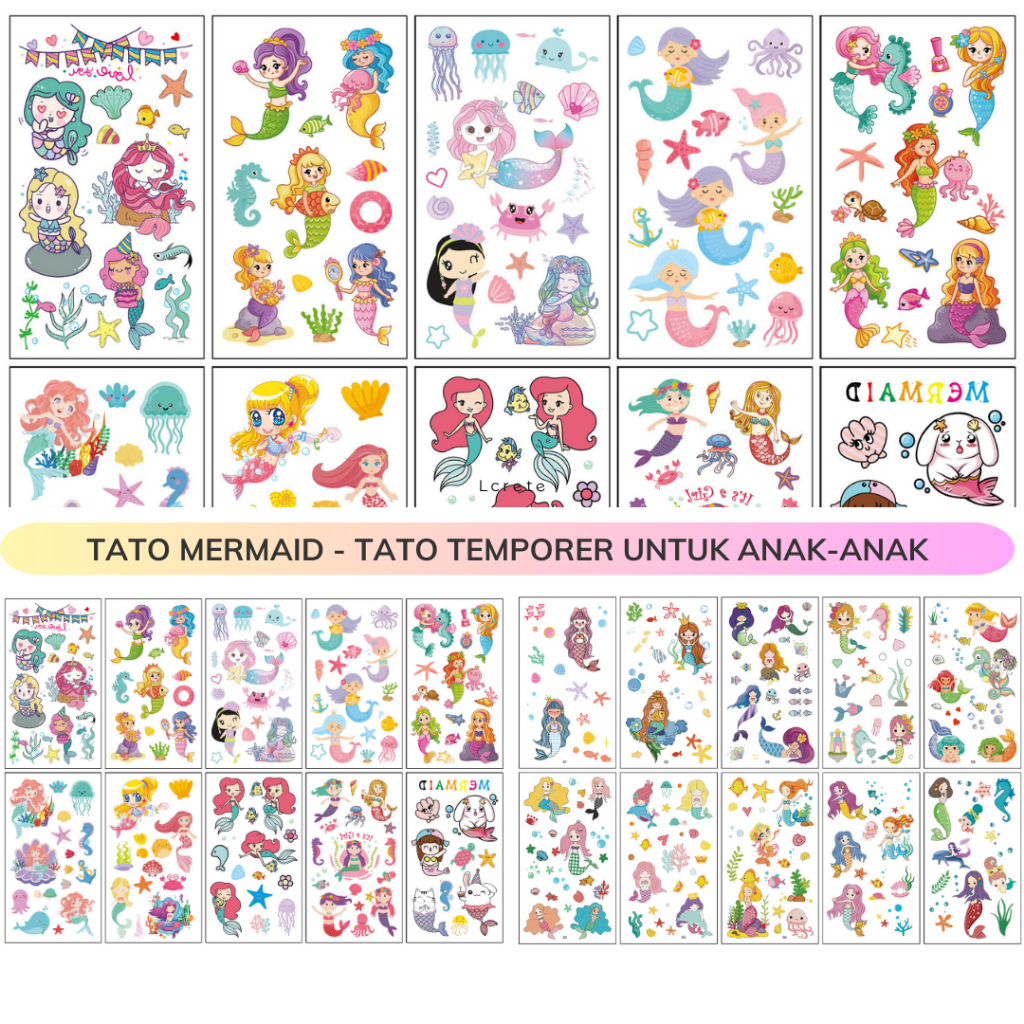 Jual Sticker Tato Anak Tato Temporer Stiker Tato Mermaid | Shopee Indonesia