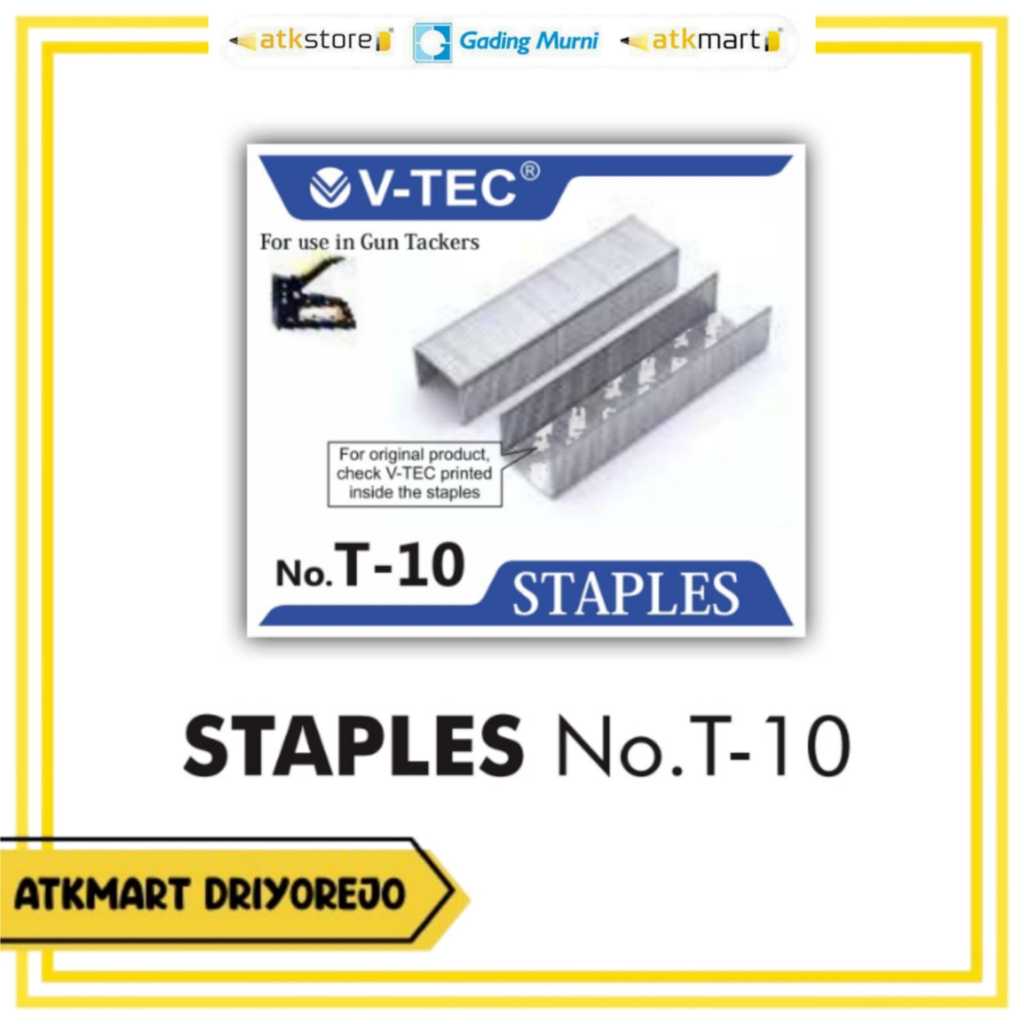 Jual ISI STAPLES TEMBAK MANUAL V-TEC NIECES NO. T-10 REFILL STAPLER ...