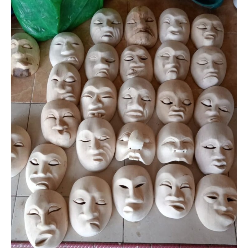 Jual topeng wajah lucu topeng kayu model wajah lucu ukuran 20 x 15cm ...