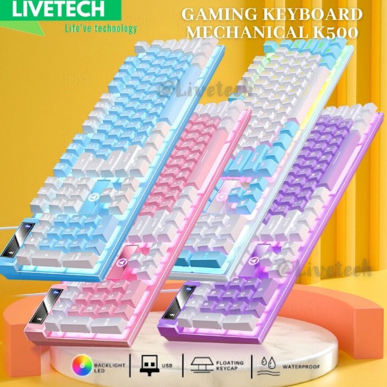 Jual MEN SALE LIVETECH Gaming Keyboard Mechanical Feel Pink Ungu Girl ...