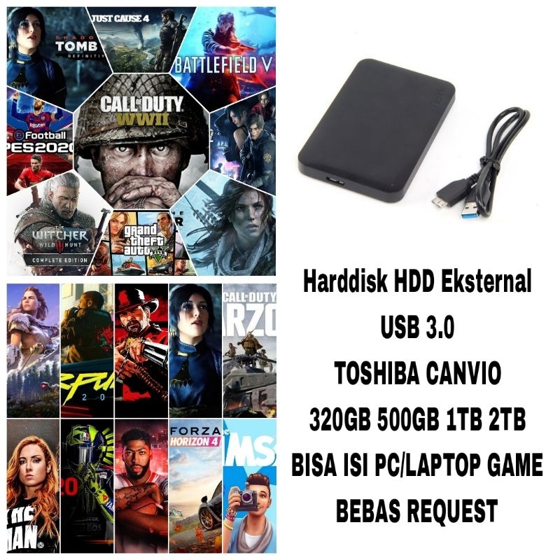 Jual HDD Hardisk Eksternal Toshiba Canvio 320GB 500GB 1TB Isi PC Game ...