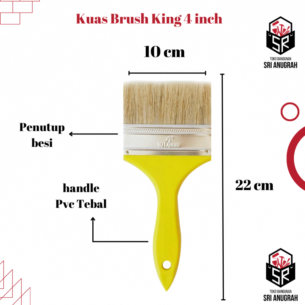 Jual Kuas Cat Tembok Minyak Brush King Gagang PVC tebal | Shopee Indonesia