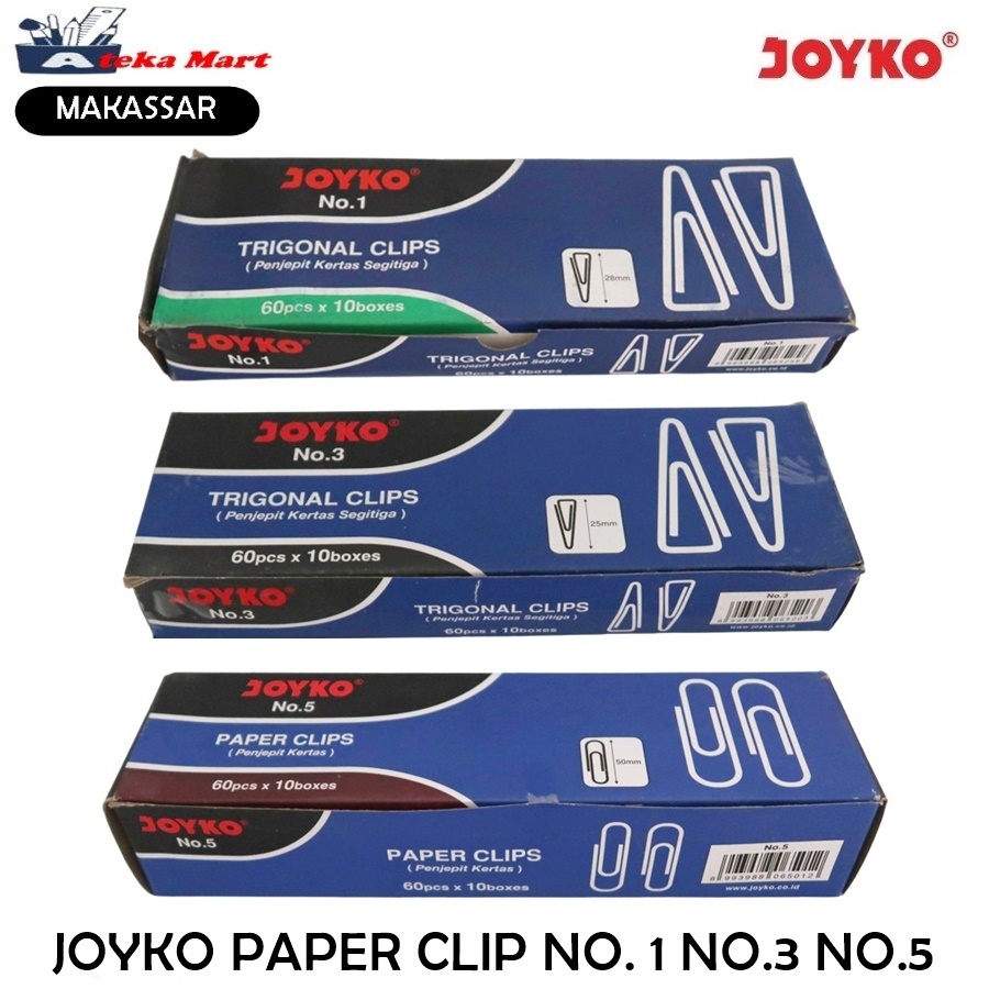 Jual [PAK/10KCL] JOYKO PAPER CLIP NO.1. NO.3 NO.5 KLIP KERTAS | Shopee ...