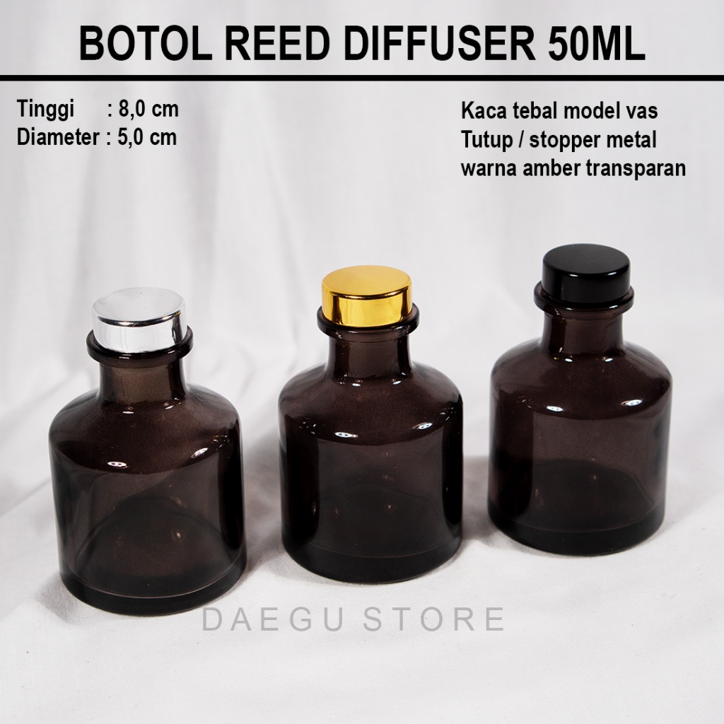 Jual Botol Reed Diffuser 50ml Kaca Tebal AMBER - Model Vas / - Belly Pot / Vas - Aromatherapy ...