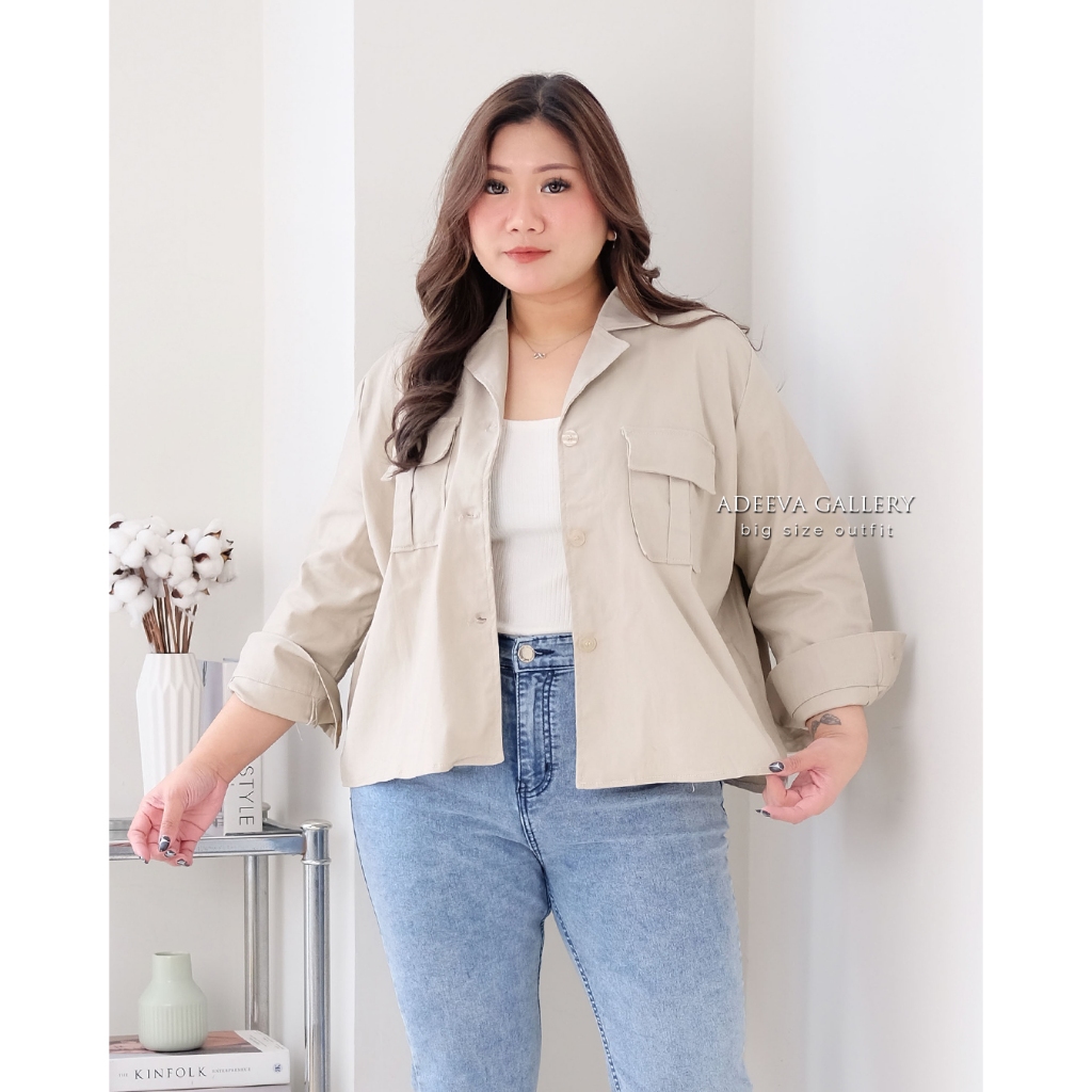 Jual ADEEVA Yuka Blazer Crop Jumbo | Jacket Outer Oversize Crop | Shopee Indonesia