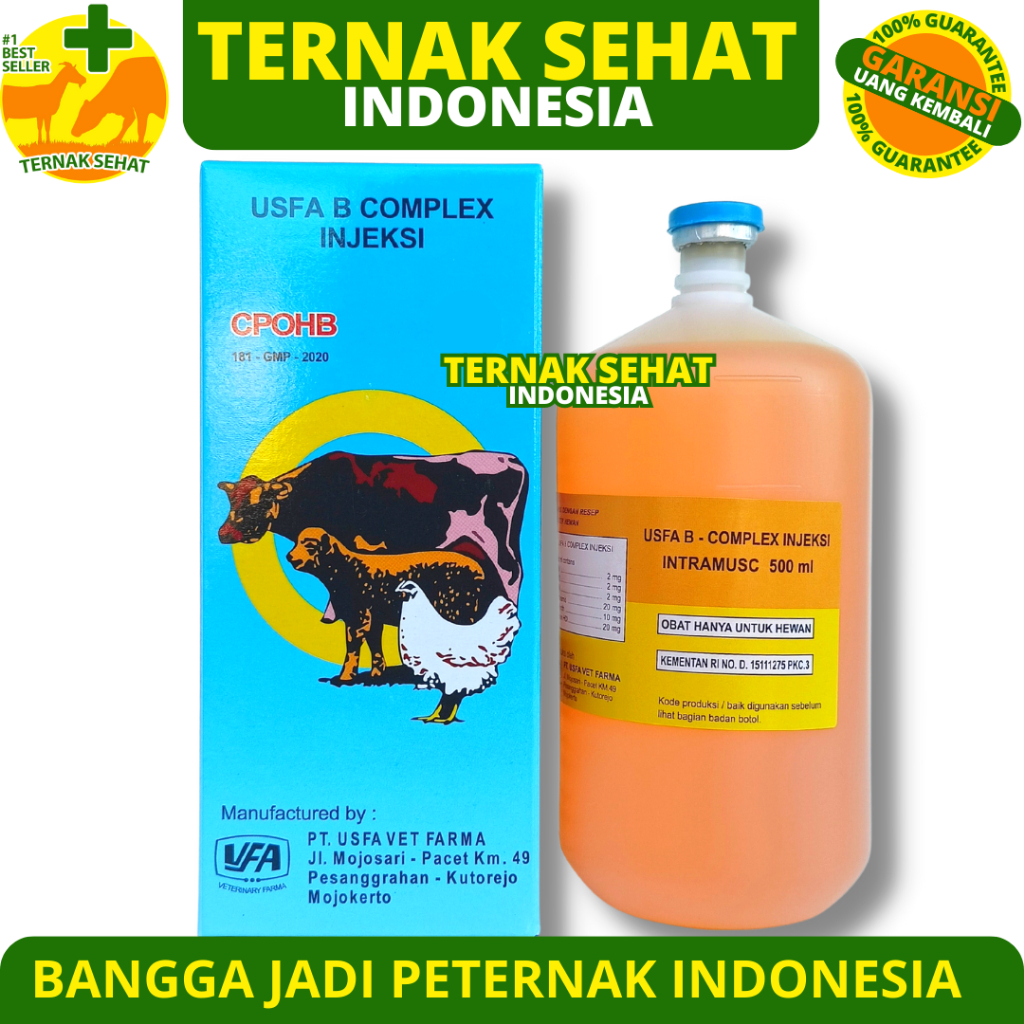 Jual USFA B COMPLEX INJ 500ML- Vitamin B Kompleks Hewan - Vitamin B ...