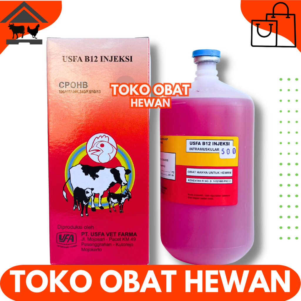 Jual VITAMIN B12 500 ML USFA - Vitamin b12 Injeksi untuk hewan Sapi ...