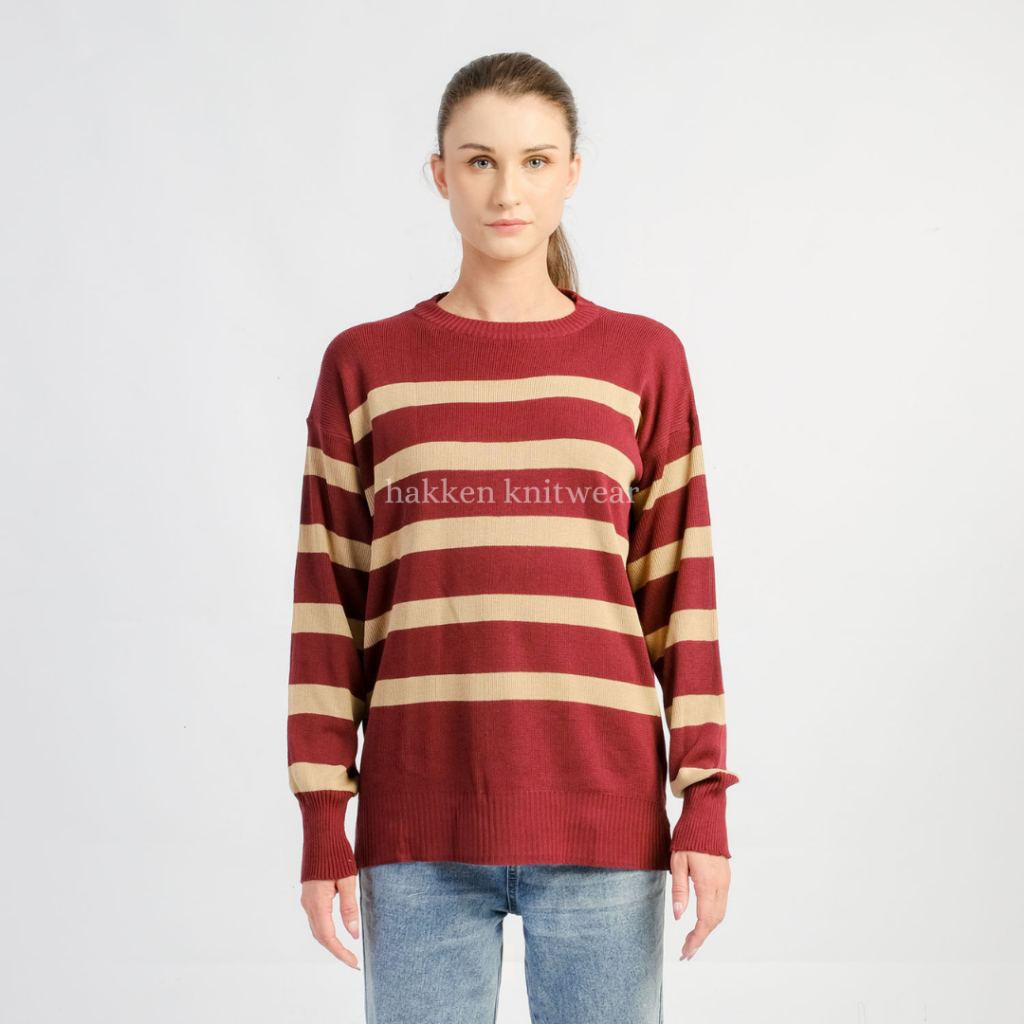 Jual Maudy Sweater Rajut Premium / Sweater Garis Garis Rajut / Harga Grosir | Shopee Indonesia