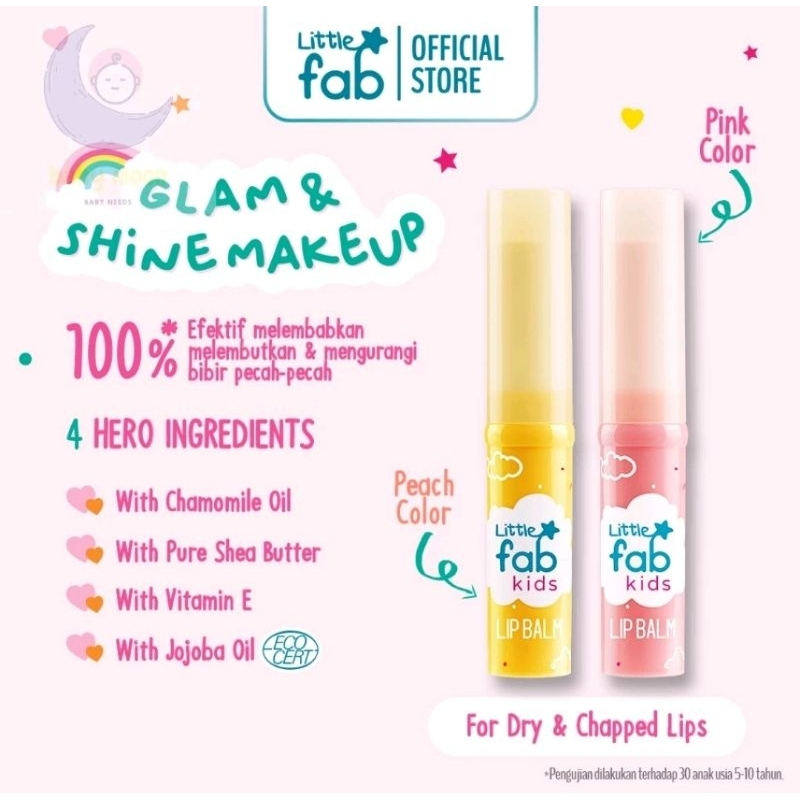 Jual Little Fab Kids Lip Balm Glam & Shine untuk Anak usia 3 tahun ke ...