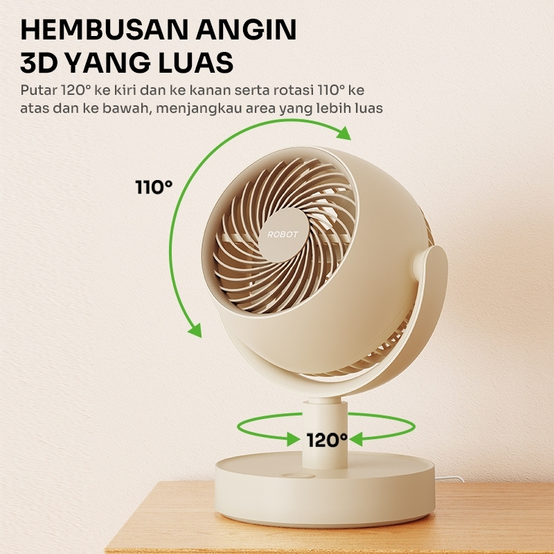 Jual ROBOT USB Fan RT-BF23 Beige Noise Reduction Rotatable 5 Level Wind ...
