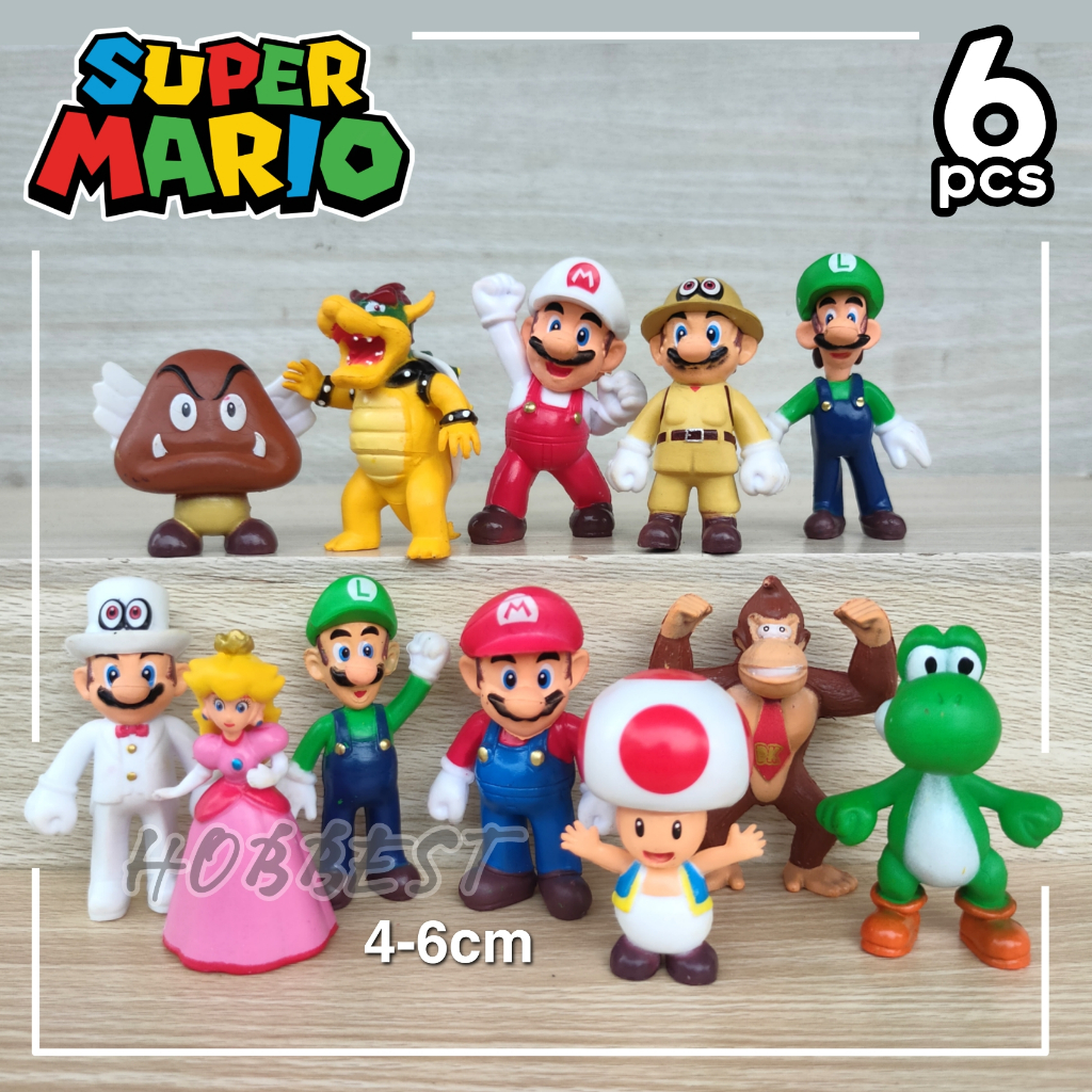 Jual Action Figure SUPER MARIO BROS set isi 6 pcs - Miniatur Topper Kue ...