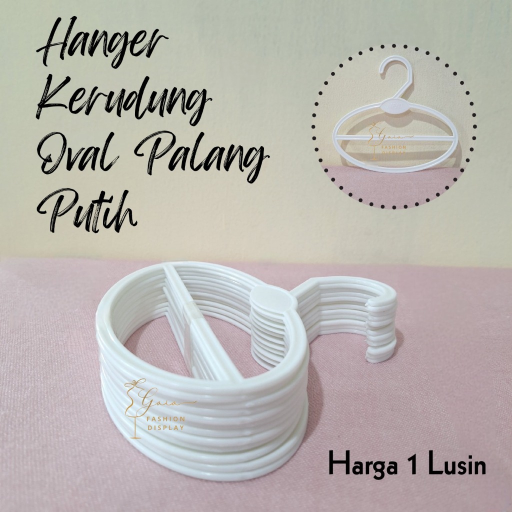 Jual 1 LUSIN Hanger Kedung Oval PUTIH Palang Putih Hanger Pashmina ...