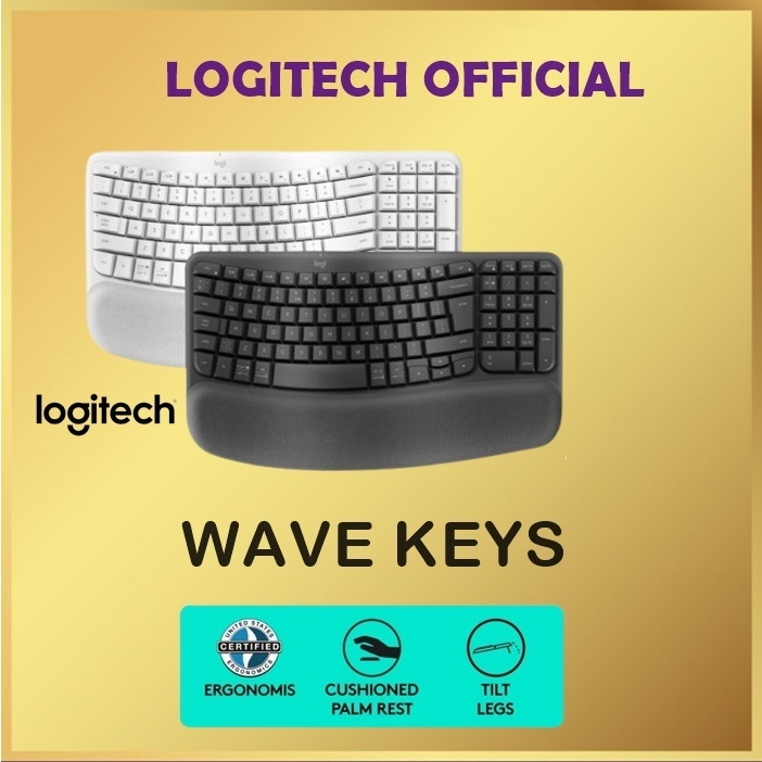 Jual Logitech Wave Keys Keyboard Ergonomic Wireless Bluetooth & Palm ...