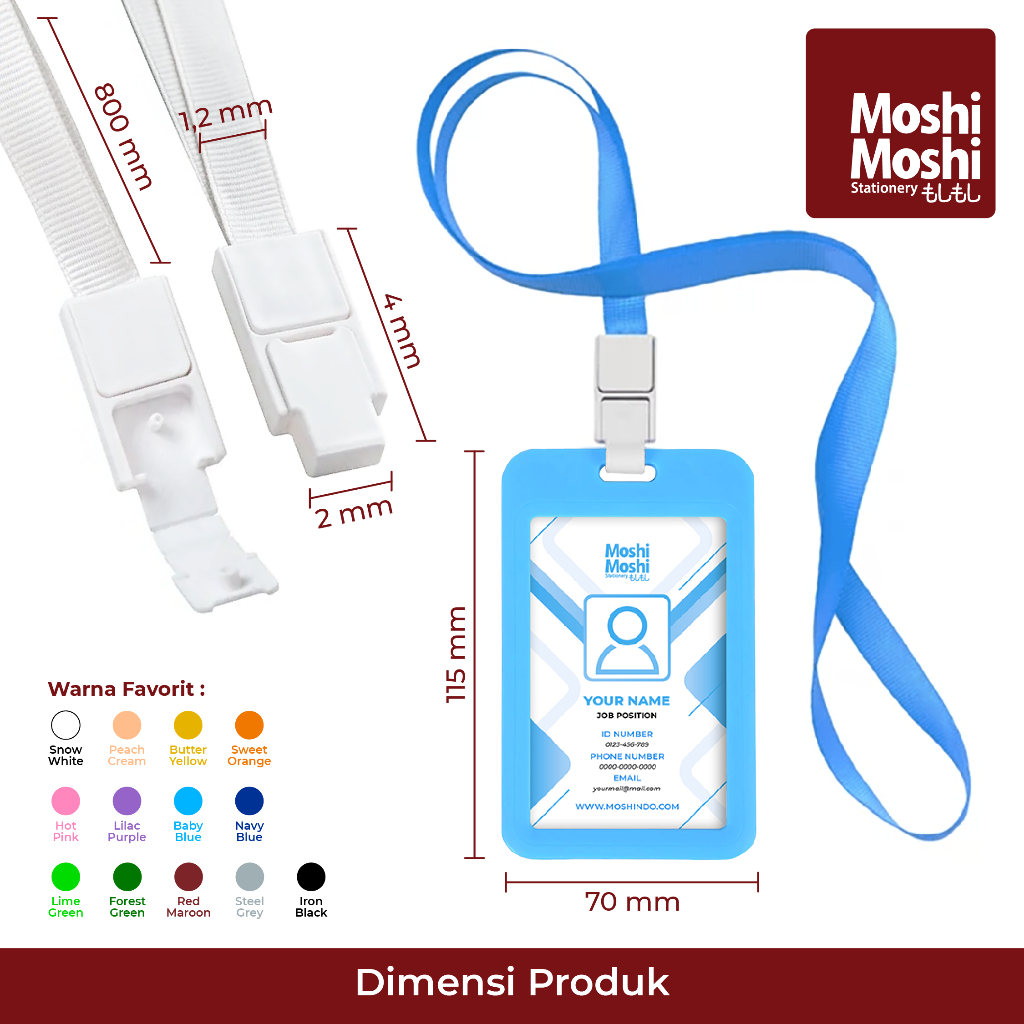 Jual ID Card Moshi Name Tag Holder Tempat Kartu Identitas Akses Tali ...