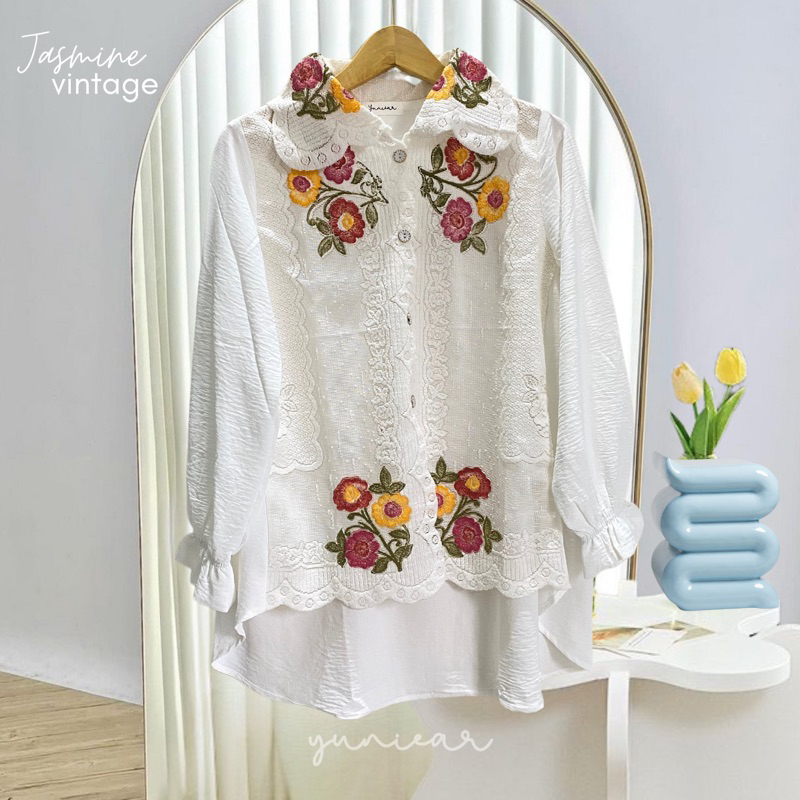 Jual Table cloth jasmine shirt | kemeja bunga | Vintage Shirt | baju ...