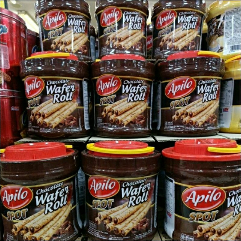 Jual Apilo Spot Wafer Roll Kaleng 500gr Rasa Coklat | Shopee Indonesia